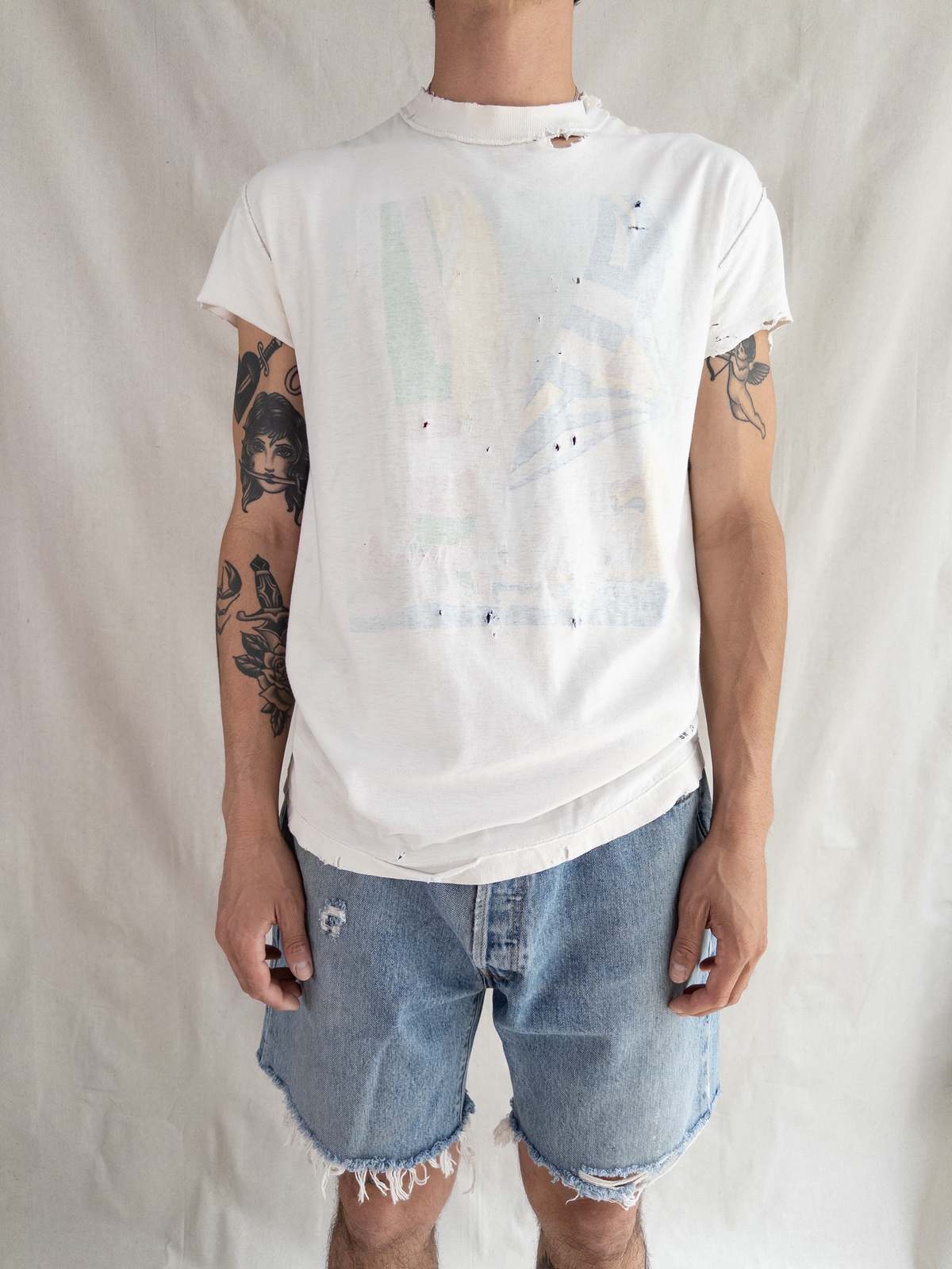 Thrashed Inside Out White Tee - 1980's | Garmentory