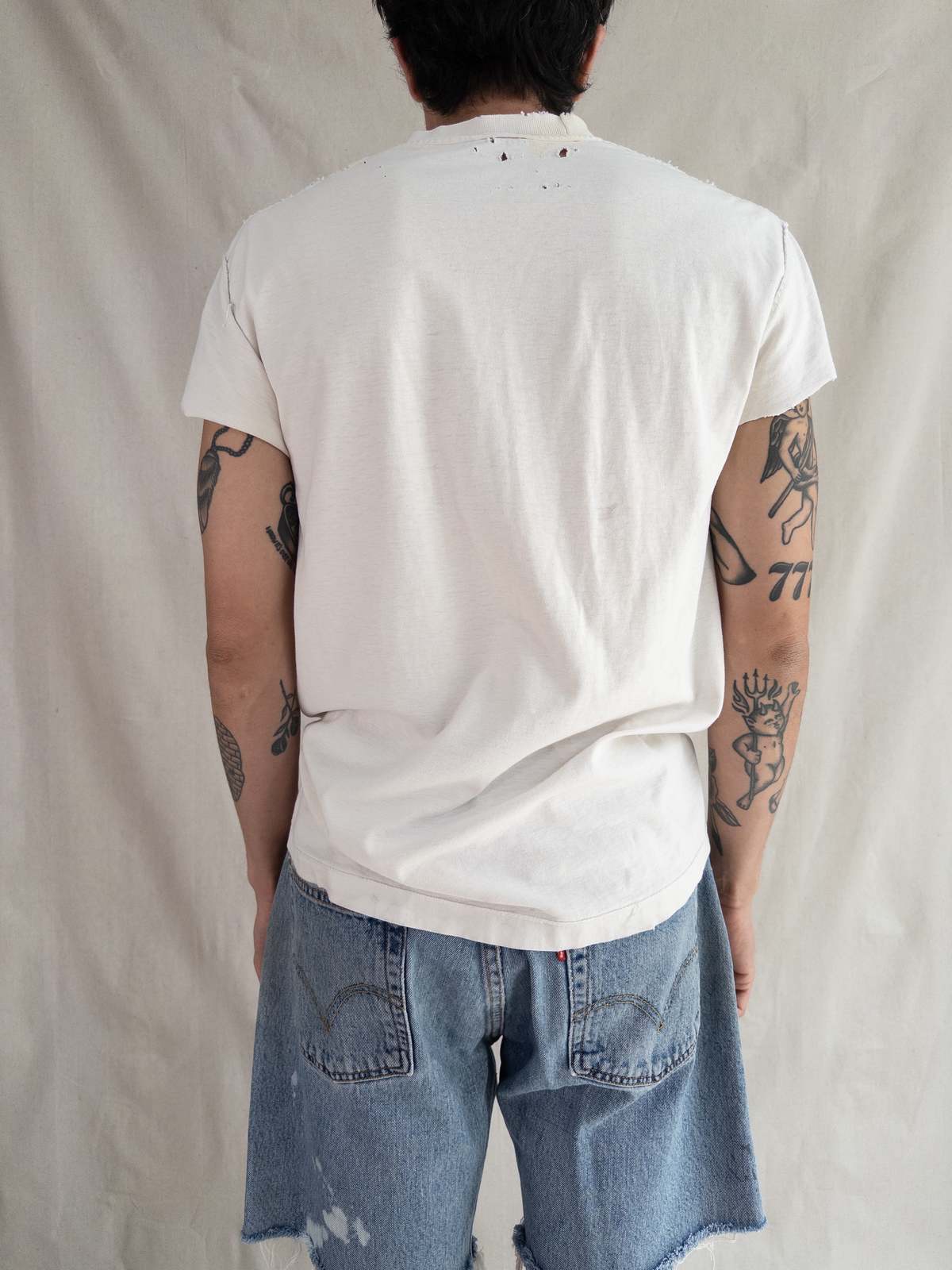 Thrashed Inside Out White Tee - 1980's | Garmentory