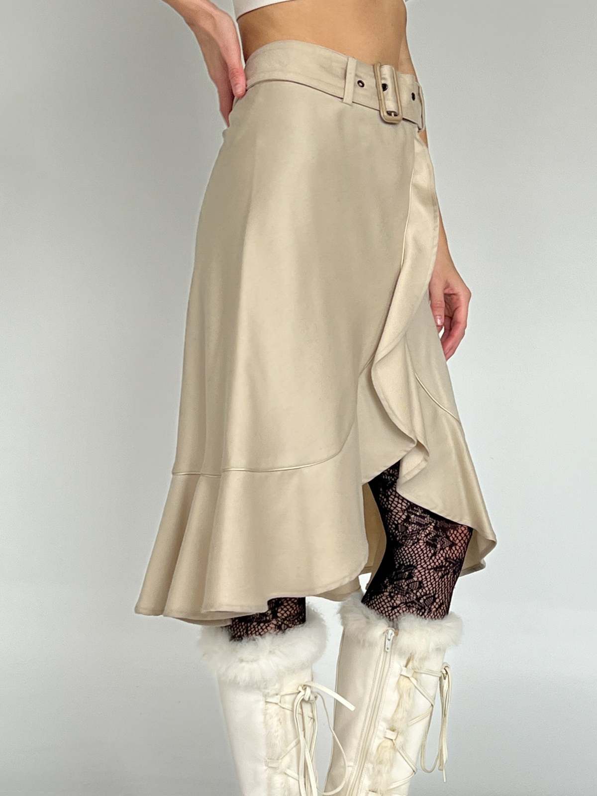 Costume National Ruffle Skirt - Cream | Garmentory