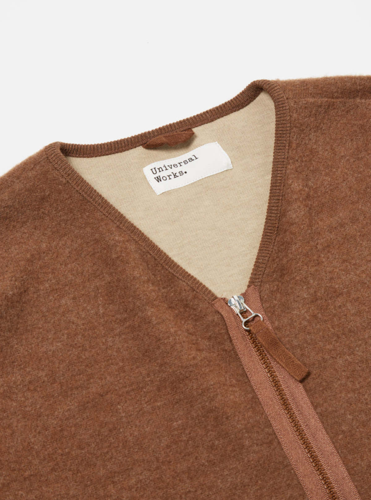 Universal Works Soft Wool Cotton Knit Zip Liner Jacket - Brown | Garmentory