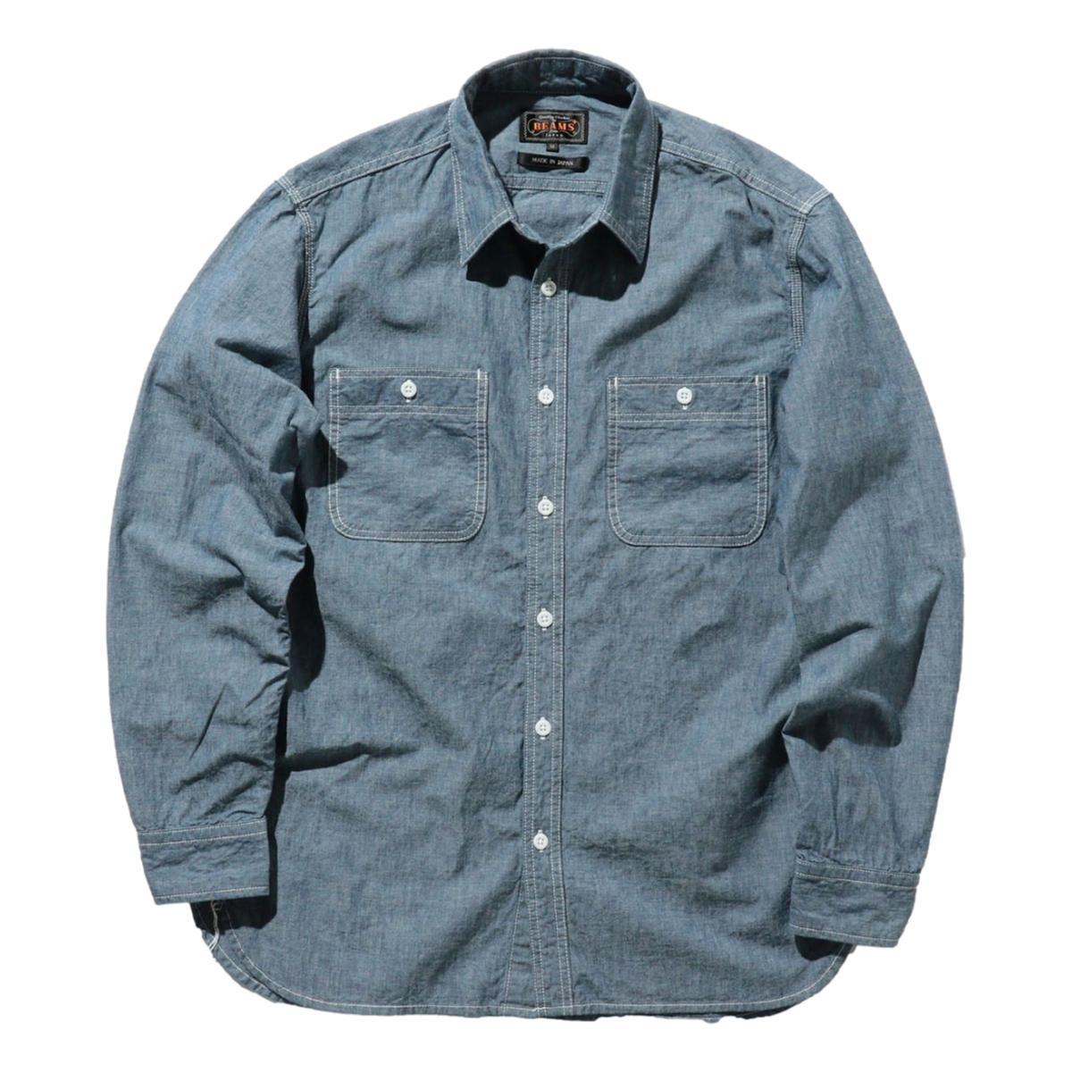 Beams Plus Chambray Work Shirt - Blue | Garmentory