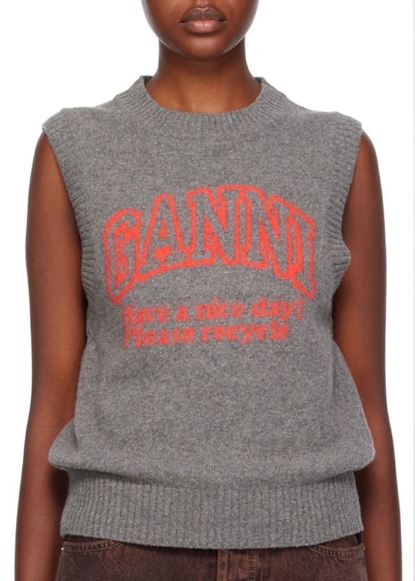 Ganni Graphic Vest - Frost Gray | Garmentory