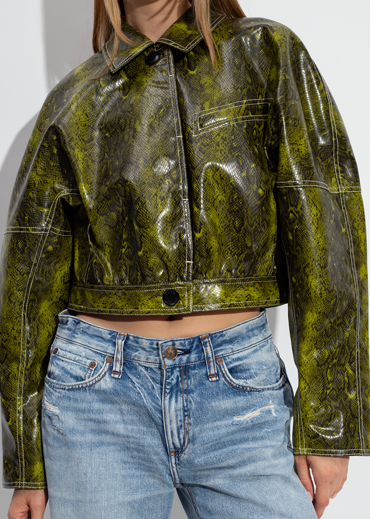 Ganni Snake Short Jacket - Spinach Green | Garmentory