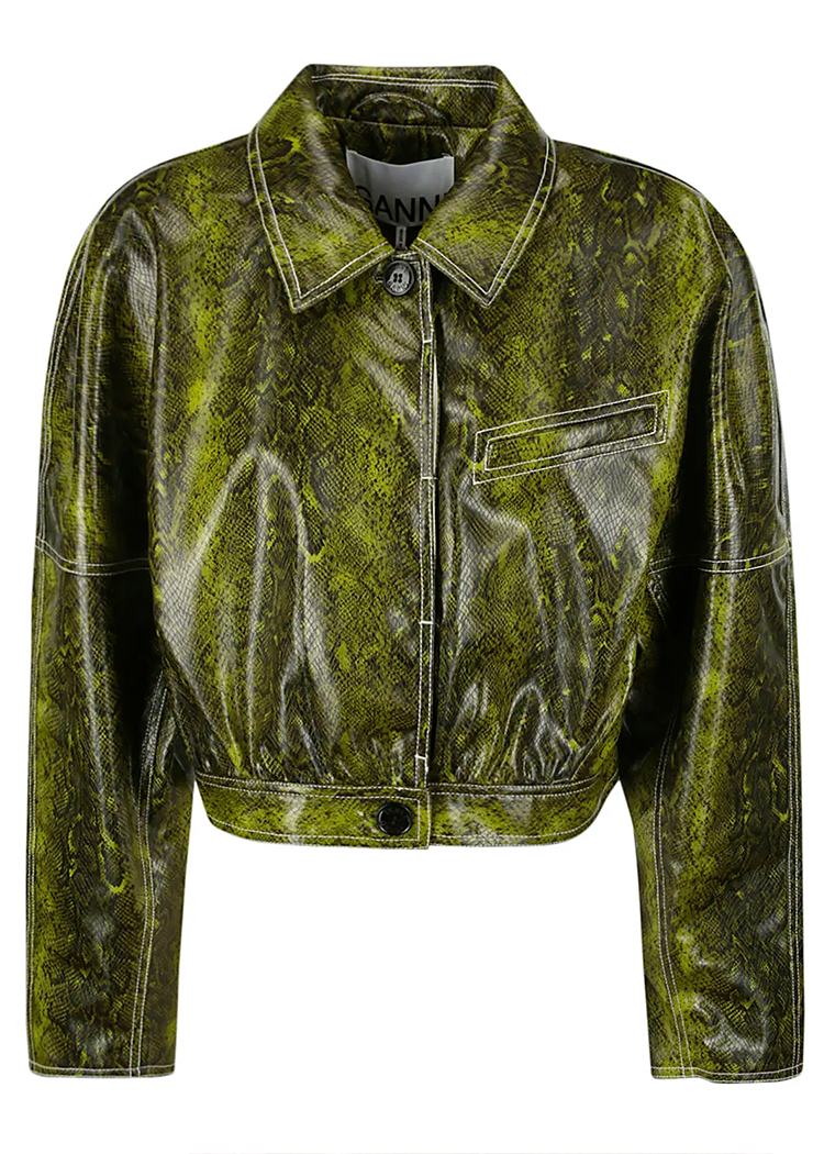 Ganni Snake Short Jacket - Spinach Green | Garmentory