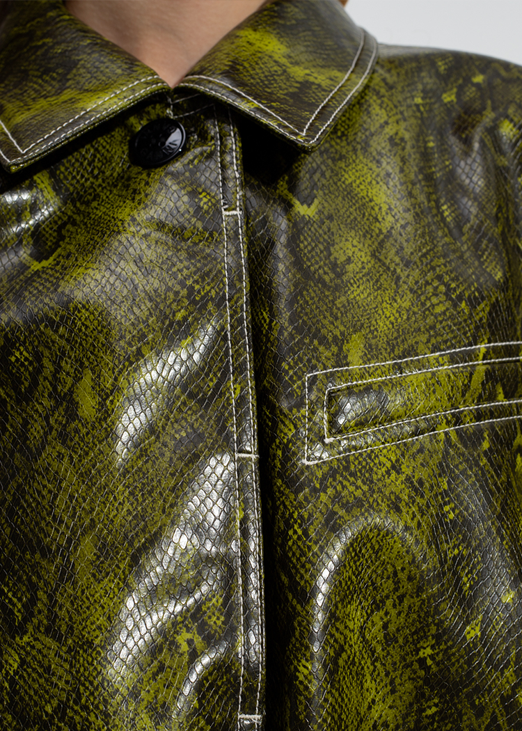 Ganni Snake Short Jacket - Spinach Green | Garmentory
