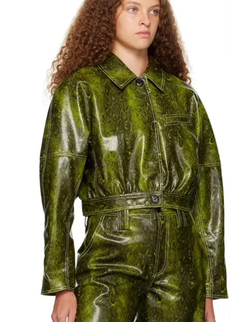 Ganni Snake Short Jacket - Spinach Green | Garmentory
