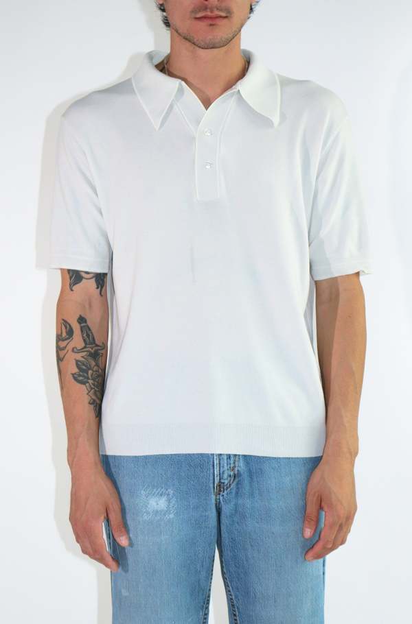 Bone White Quarter Button Polo - 1970's | Garmentory