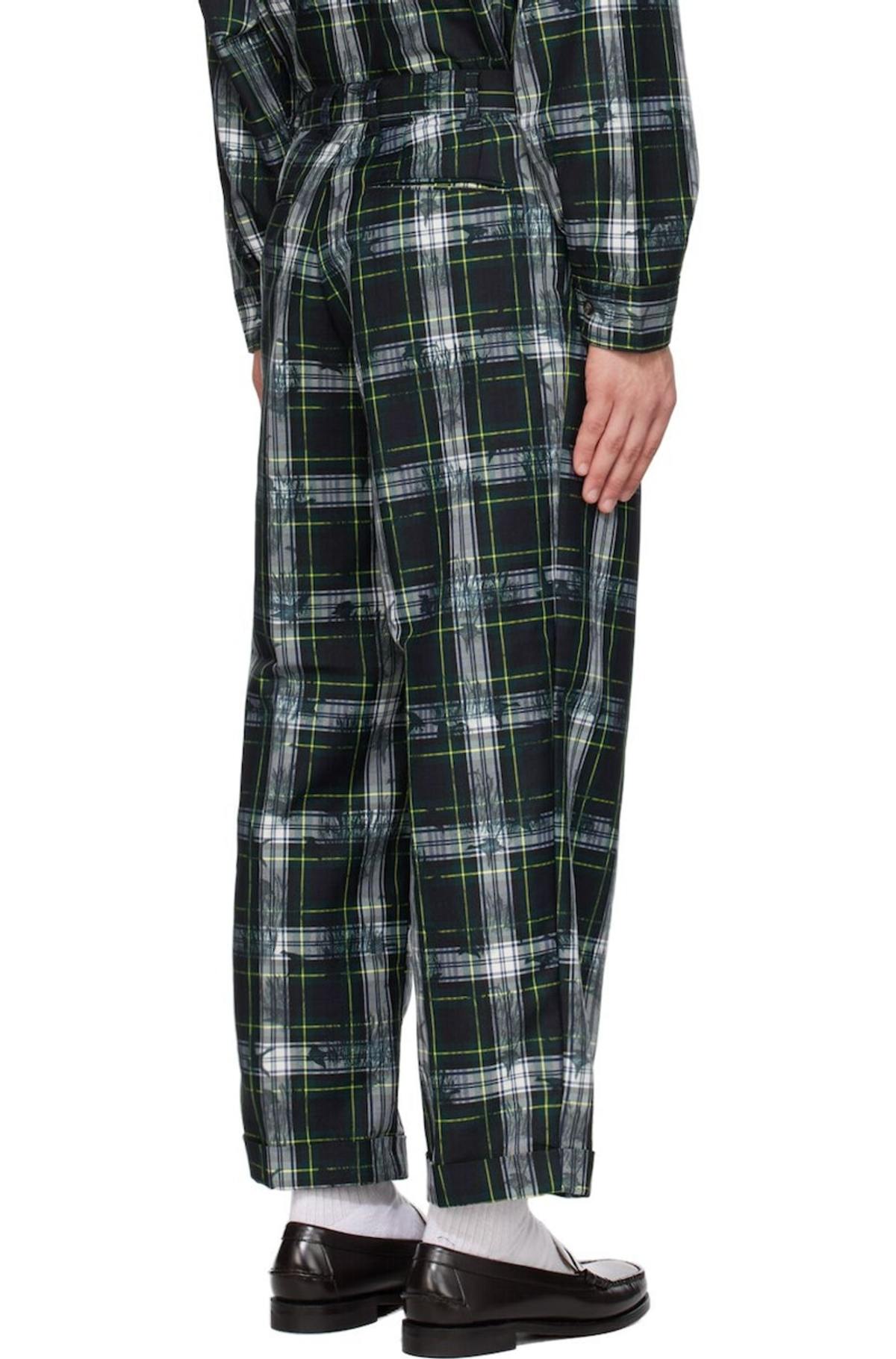 BEAMS PLUS Navy & Green Check Trousers | Garmentory