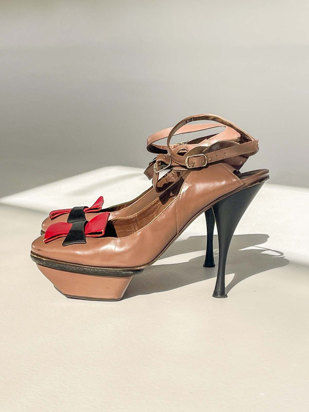 Marni Poppy Stiletto Platform Heels - Camel | Garmentory