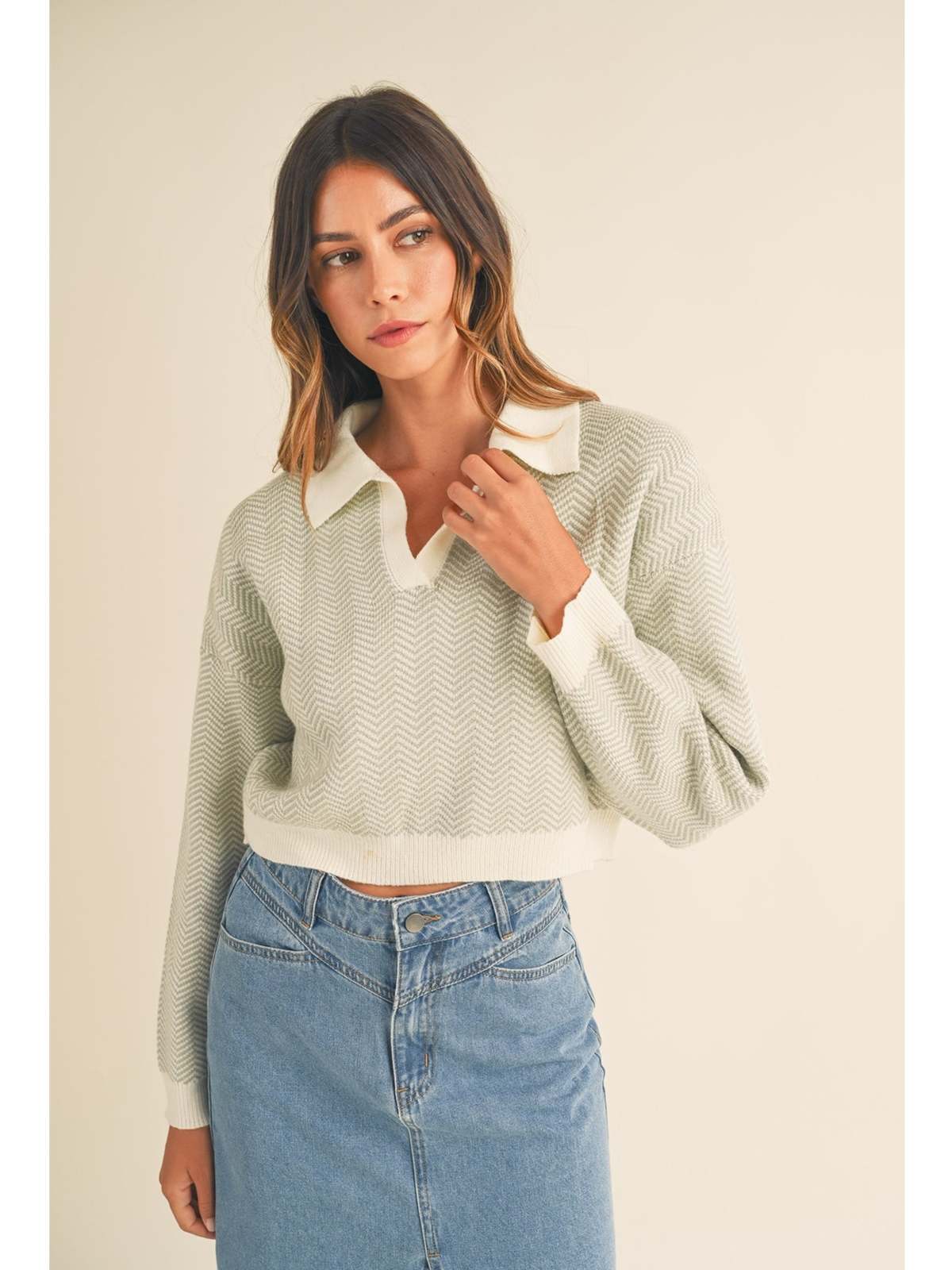 Mable Gavin Zigzag Sweater - Light Sage | Garmentory