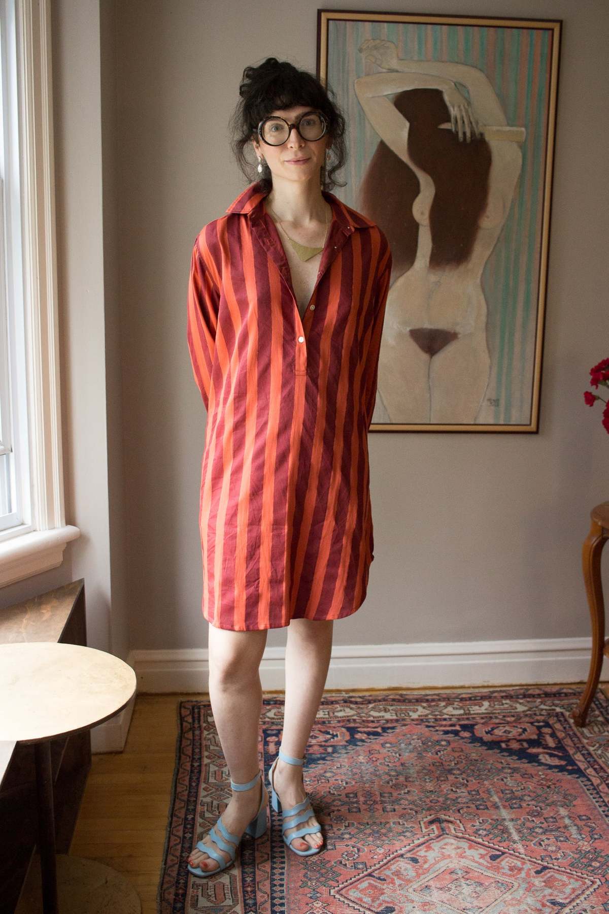 Kate Austin Designs Katherine Shirt Dress - Clay Wide Stripe | Garmentory