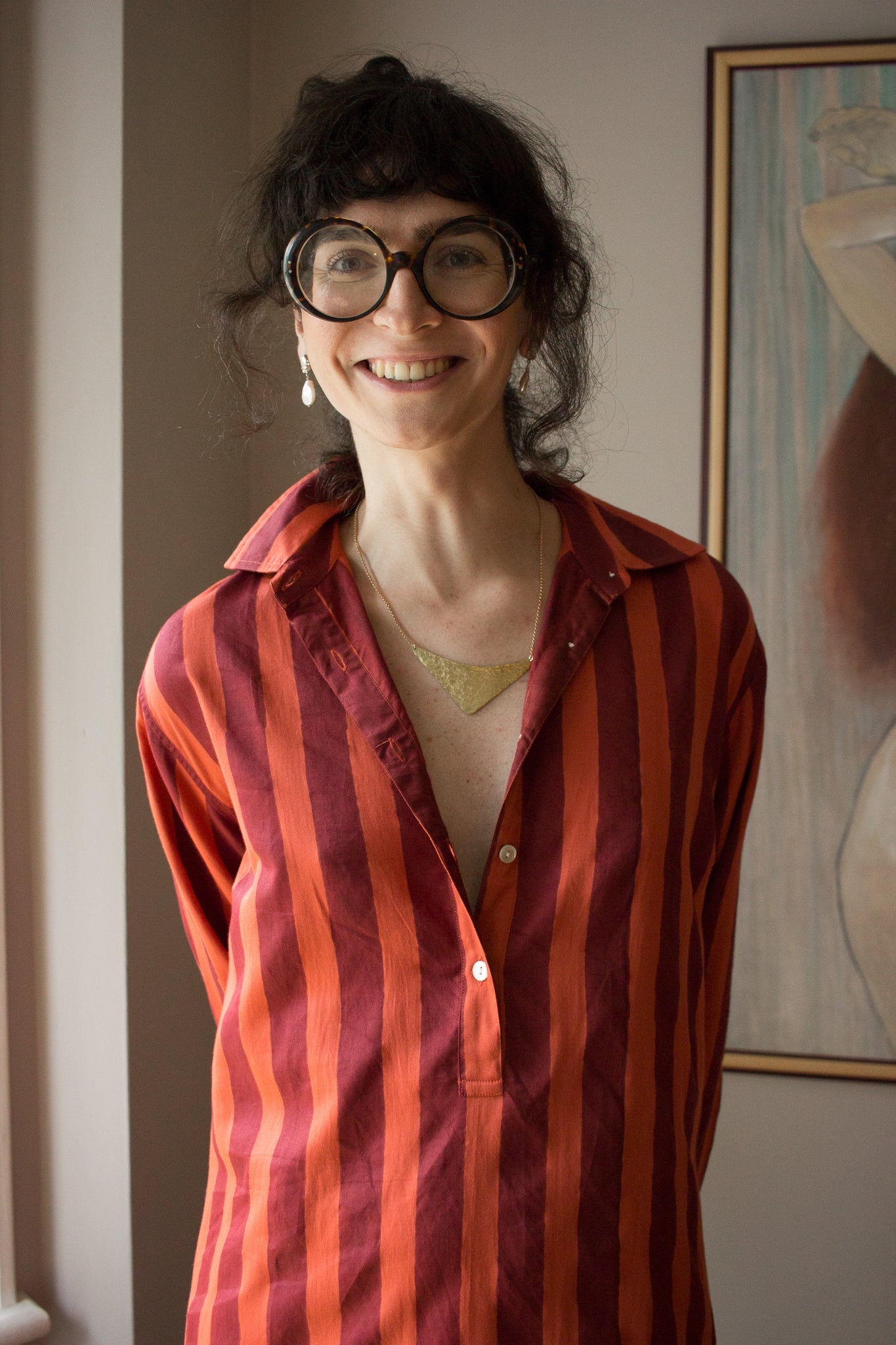 Kate Austin Designs Katherine Shirt Dress - Clay Wide Stripe | Garmentory