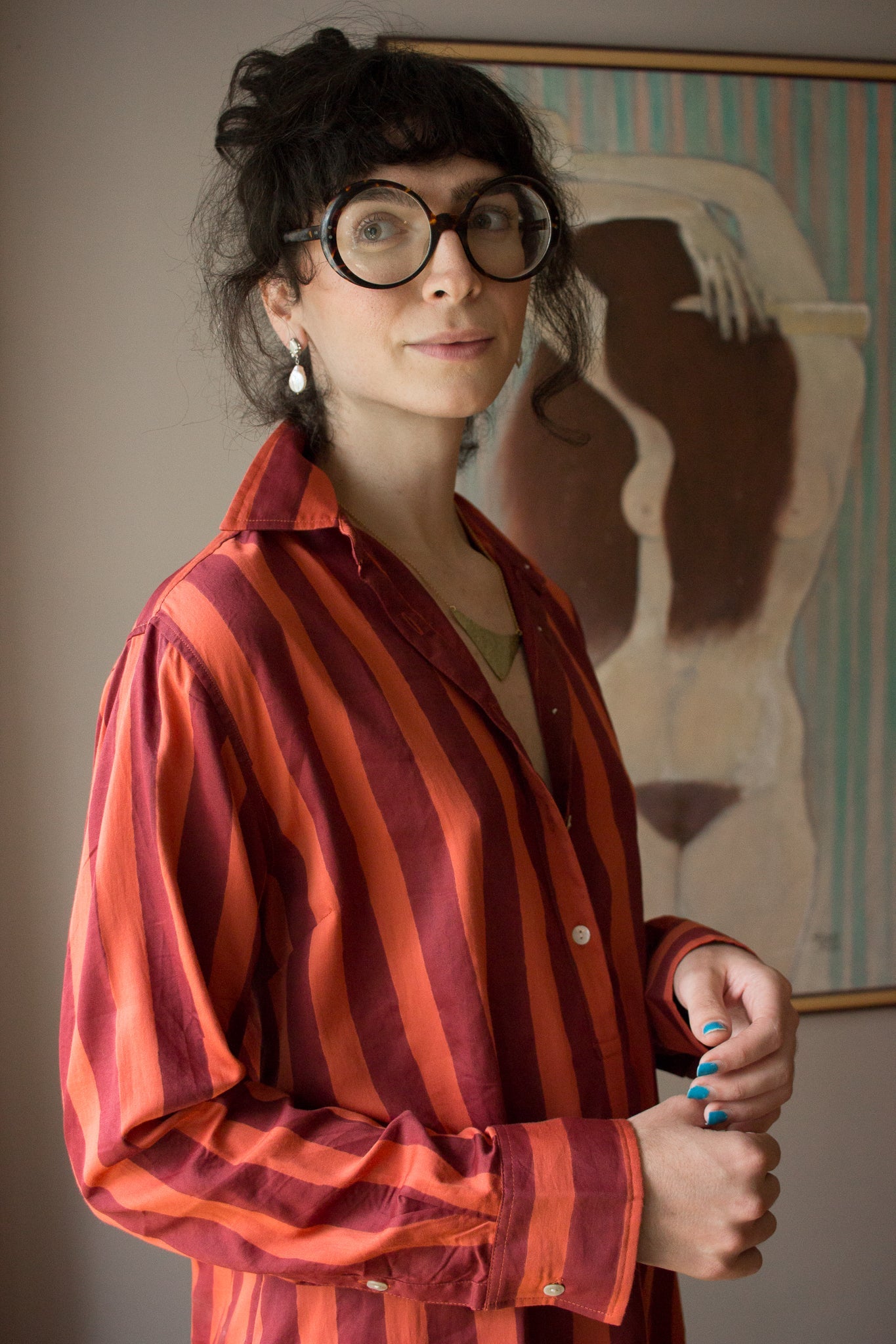 Kate Austin Designs Katherine Shirt Dress - Clay Wide Stripe | Garmentory