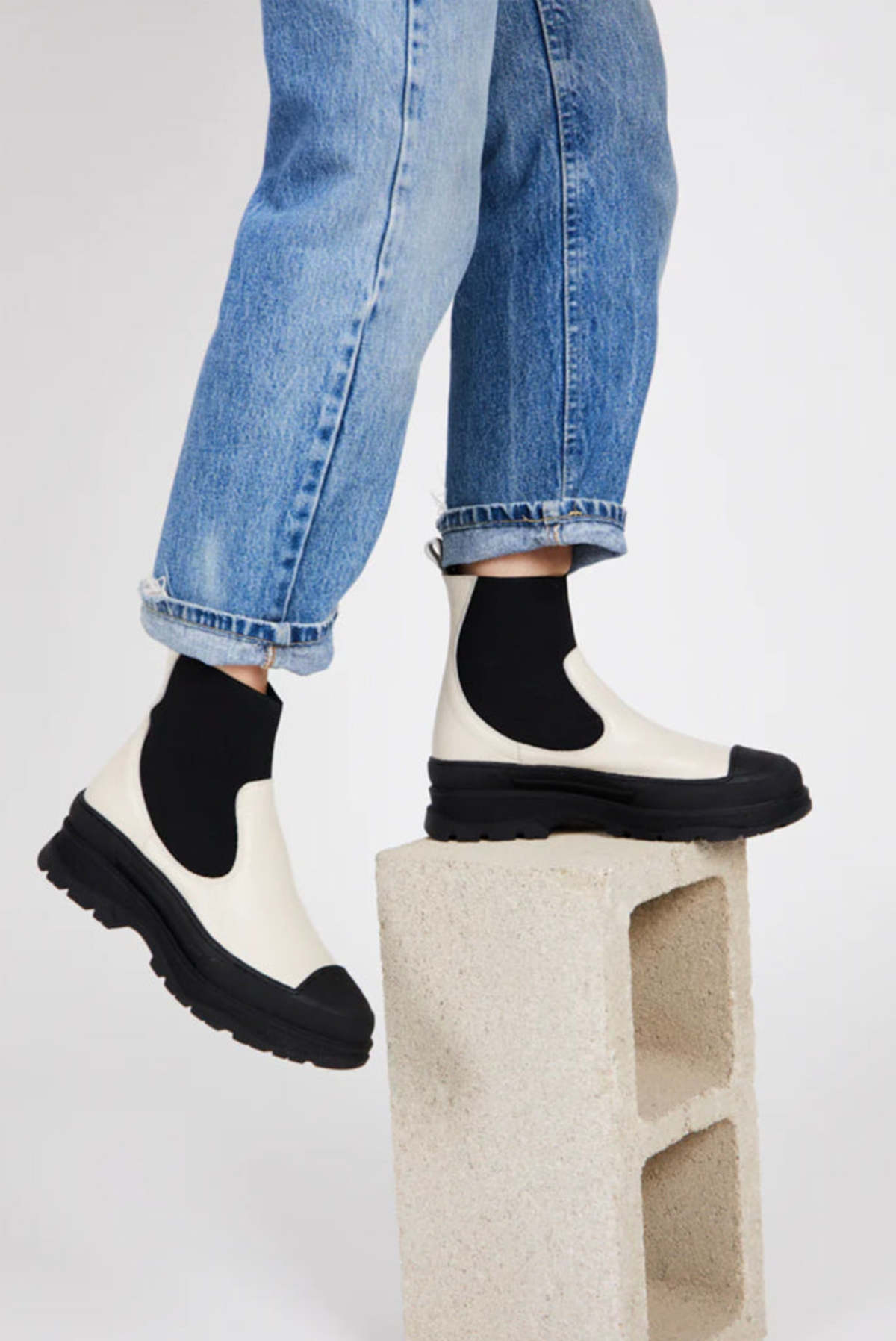 "INTENTIONALLY __________." BLANK COURT LUGG SOLE BOOT - BLACK/CREAM ...