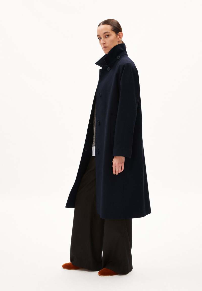 Armedangels Vaanoise Relaxed Wool Coat - Navy | Garmentory