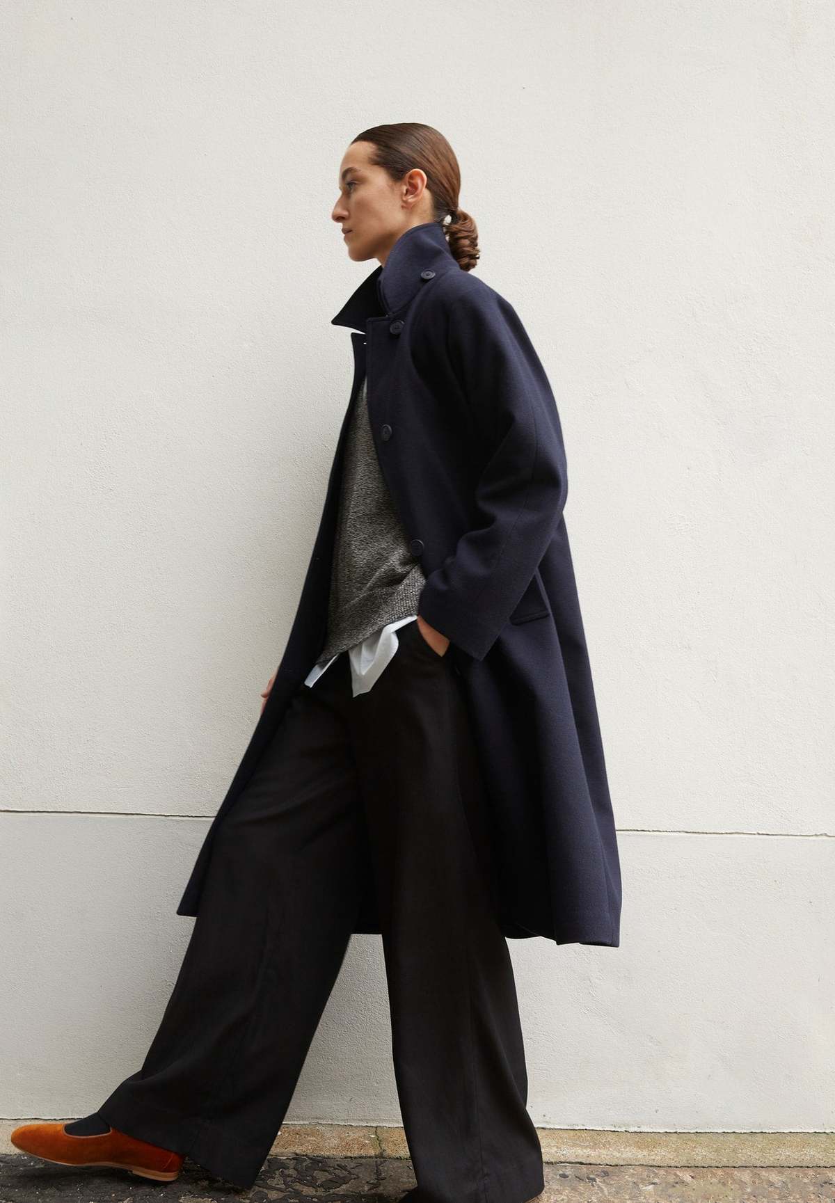 Armedangels Vaanoise Relaxed Wool Coat - Navy | Garmentory