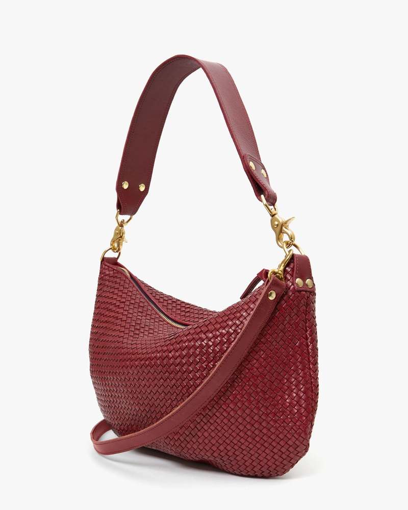 Clare V. Moyen Messenger Bag - Oxblood Diagonal Woven | Garmentory