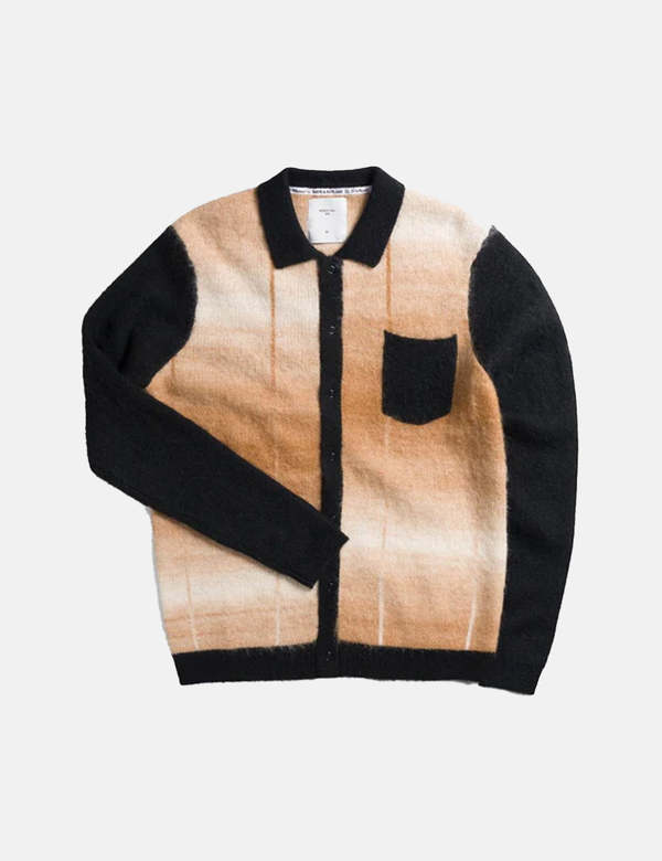 Percival Mohair Checker Gradient Bobcat Cardigan - Tan/Brown | Garmentory