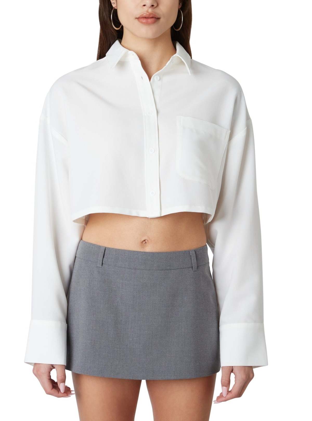 NIA Cropped Austin Button Up shirt - White | Garmentory
