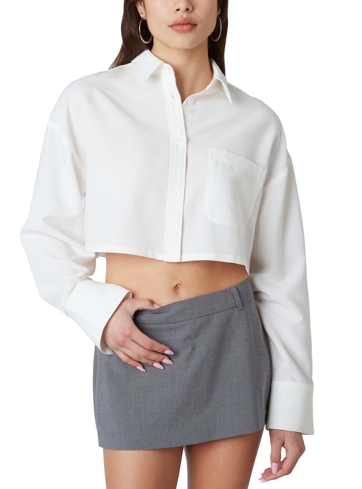 NIA Cropped Austin Button Up shirt - White | Garmentory