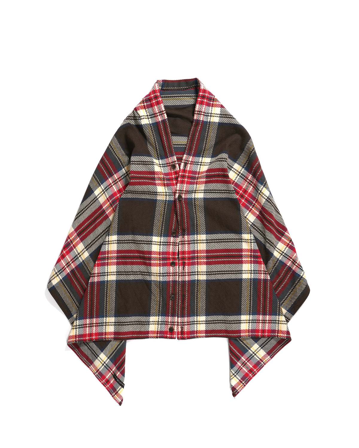 Engineered Garments Cotton Heavy Twill Button Shawl - Brown Plaid ...