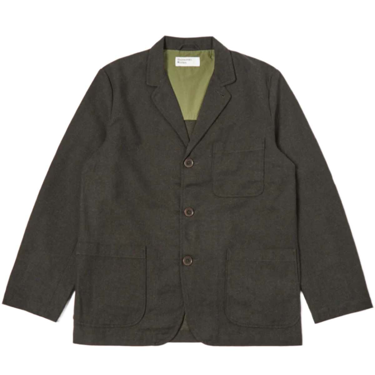 Universal Works Upcycled Italian Tweed Three Button Jacket - Olive ...