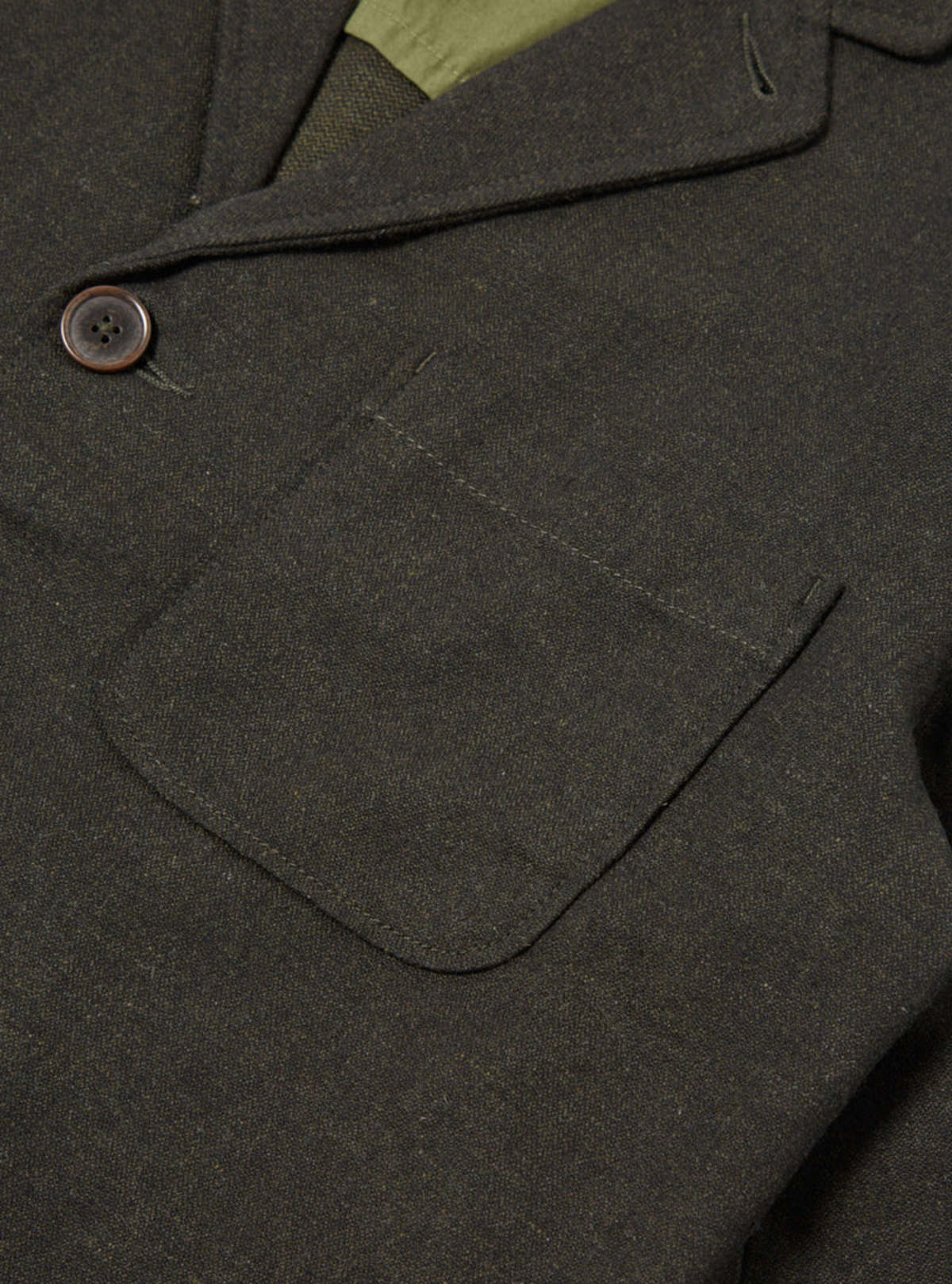 Universal Works Upcycled Italian Tweed Three Button Jacket - Olive ...