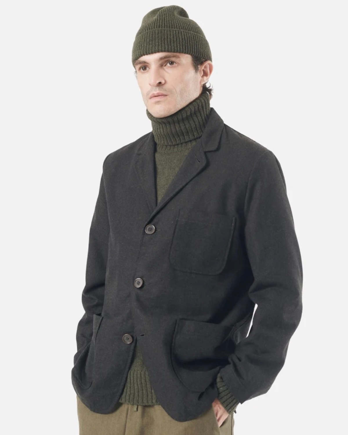 Universal Works Upcycled Italian Tweed Three Button Jacket - Olive ...