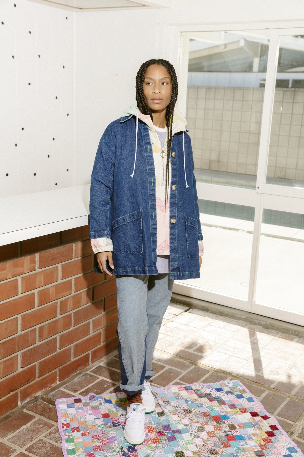 Carleen Constance Jacket - Western Denim with Green Stitching | Garmentory