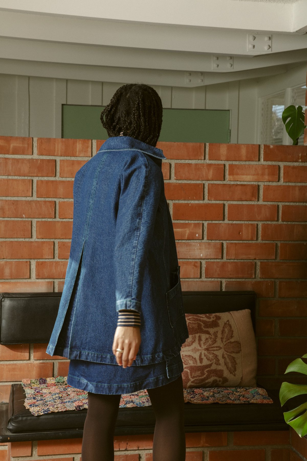 Carleen Constance Jacket - Western Denim with Green Stitching | Garmentory