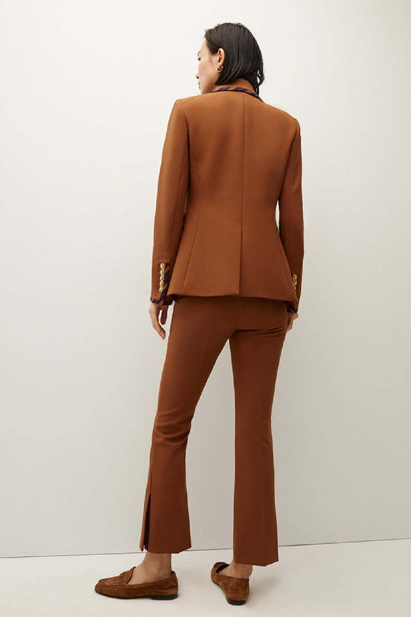 Veronica Beard Miller Striped Piping Dickey Jacket - Dark Ochre | Garmentory