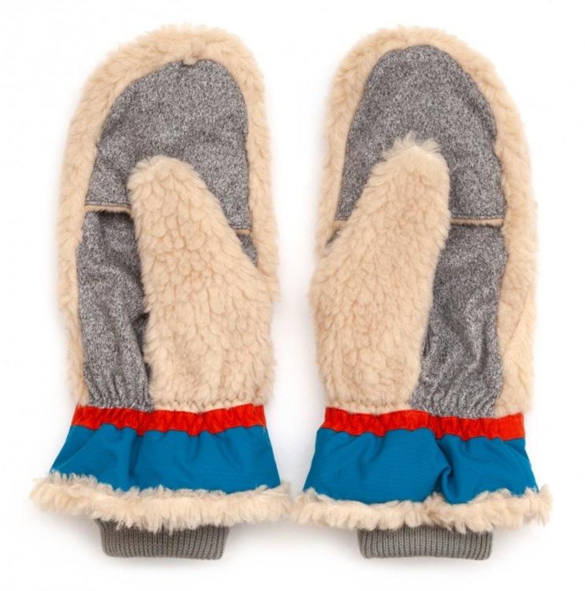 Elmer Gloves Wool Pile Mitten - Beige/Blue | Garmentory