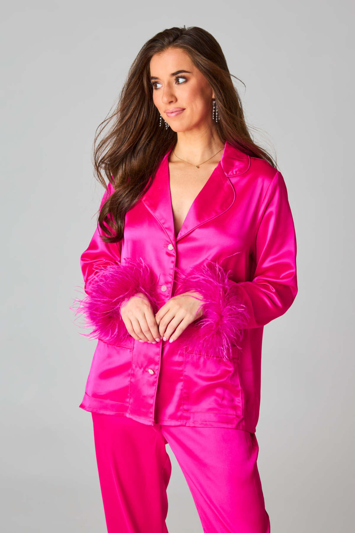 BuddyLove Danica Feather Pajama Set - Hot Pink | Garmentory