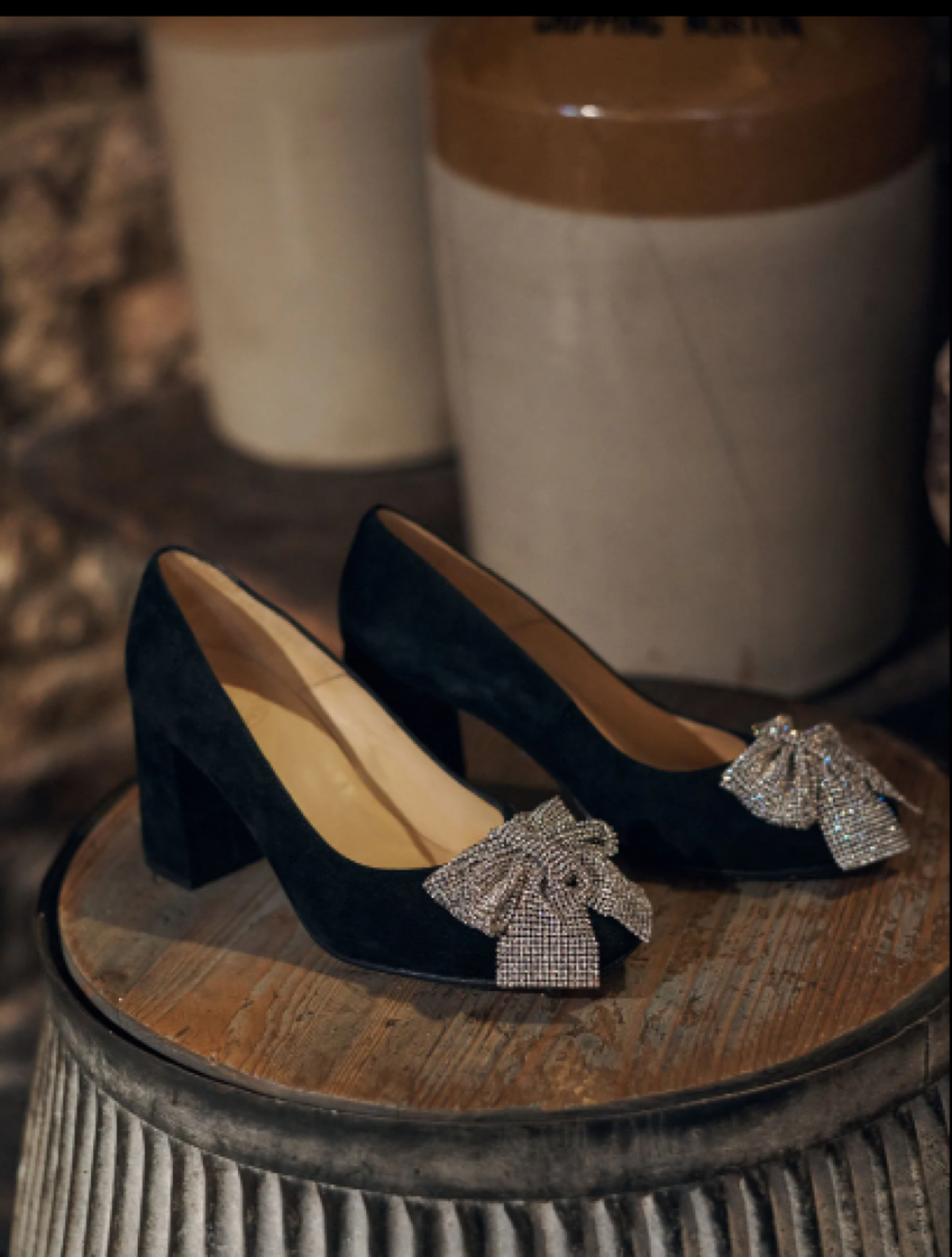 Penelope Chilvers Gamine Bow Suede Pump - Black | Garmentory