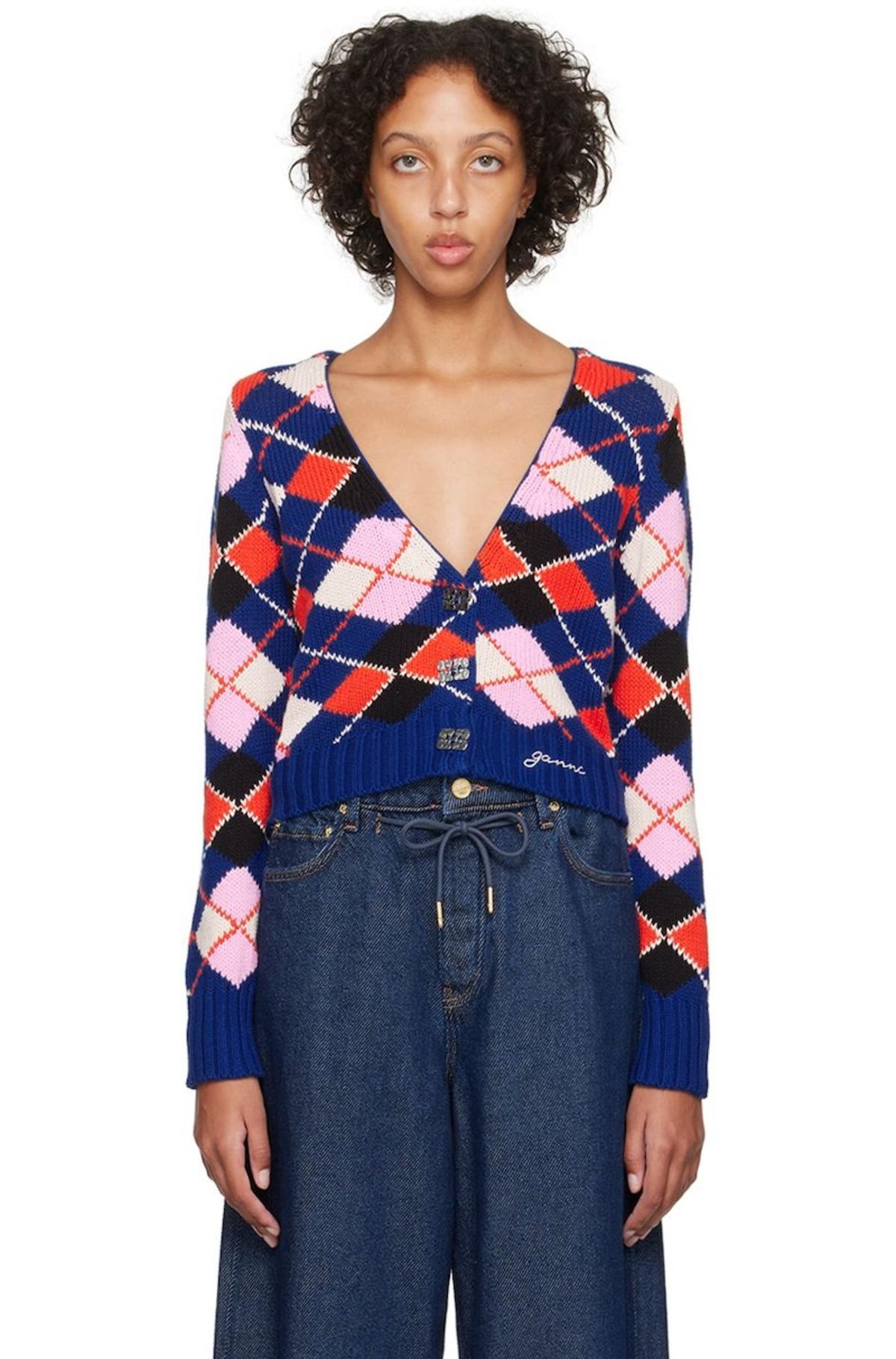 Ganni Argyle Cardigan - Blue | Garmentory