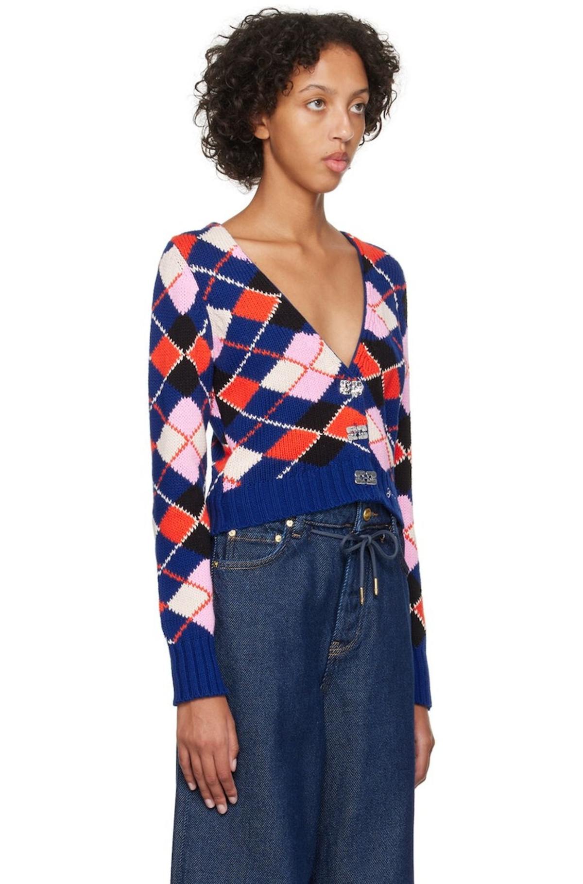 Ganni Argyle Cardigan - Blue | Garmentory