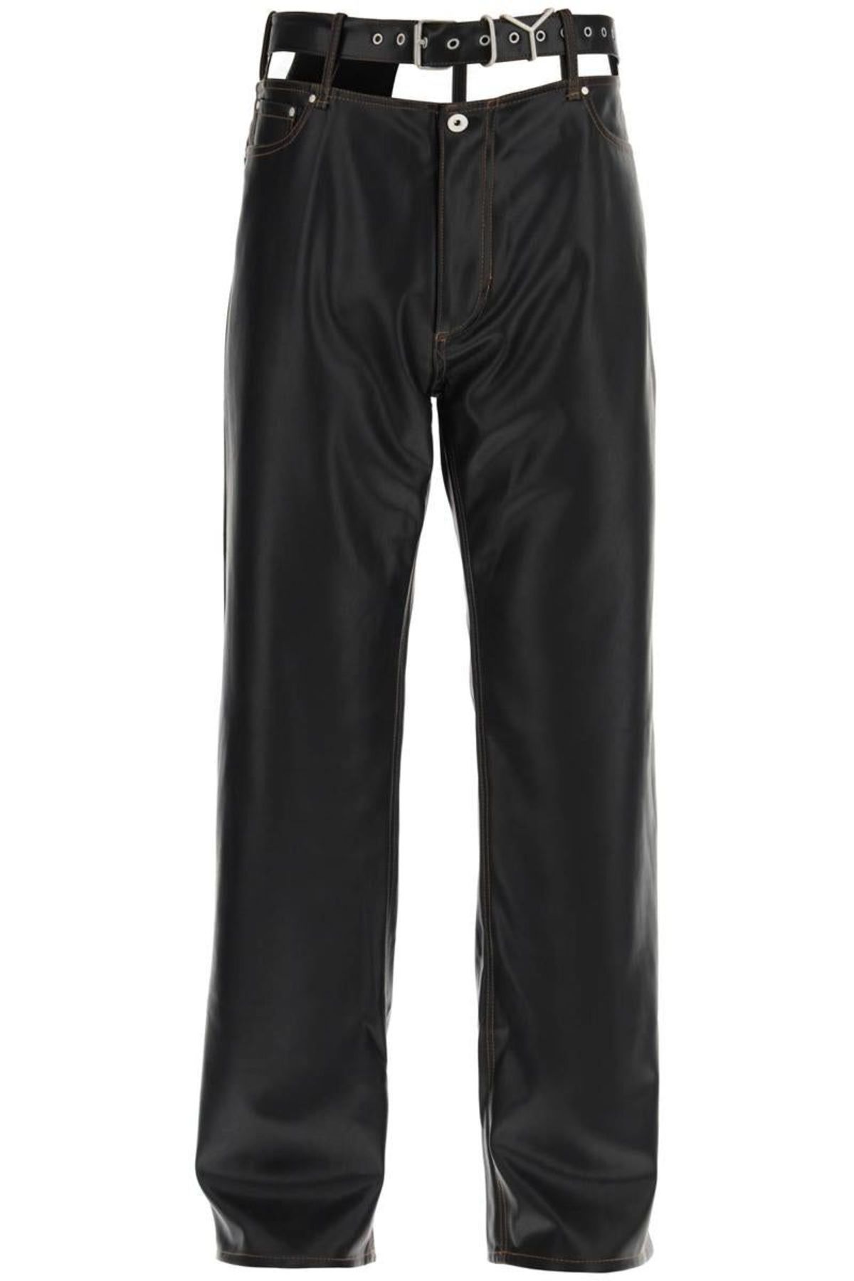 Y/project wide leg vegan leather pants - Black | Garmentory