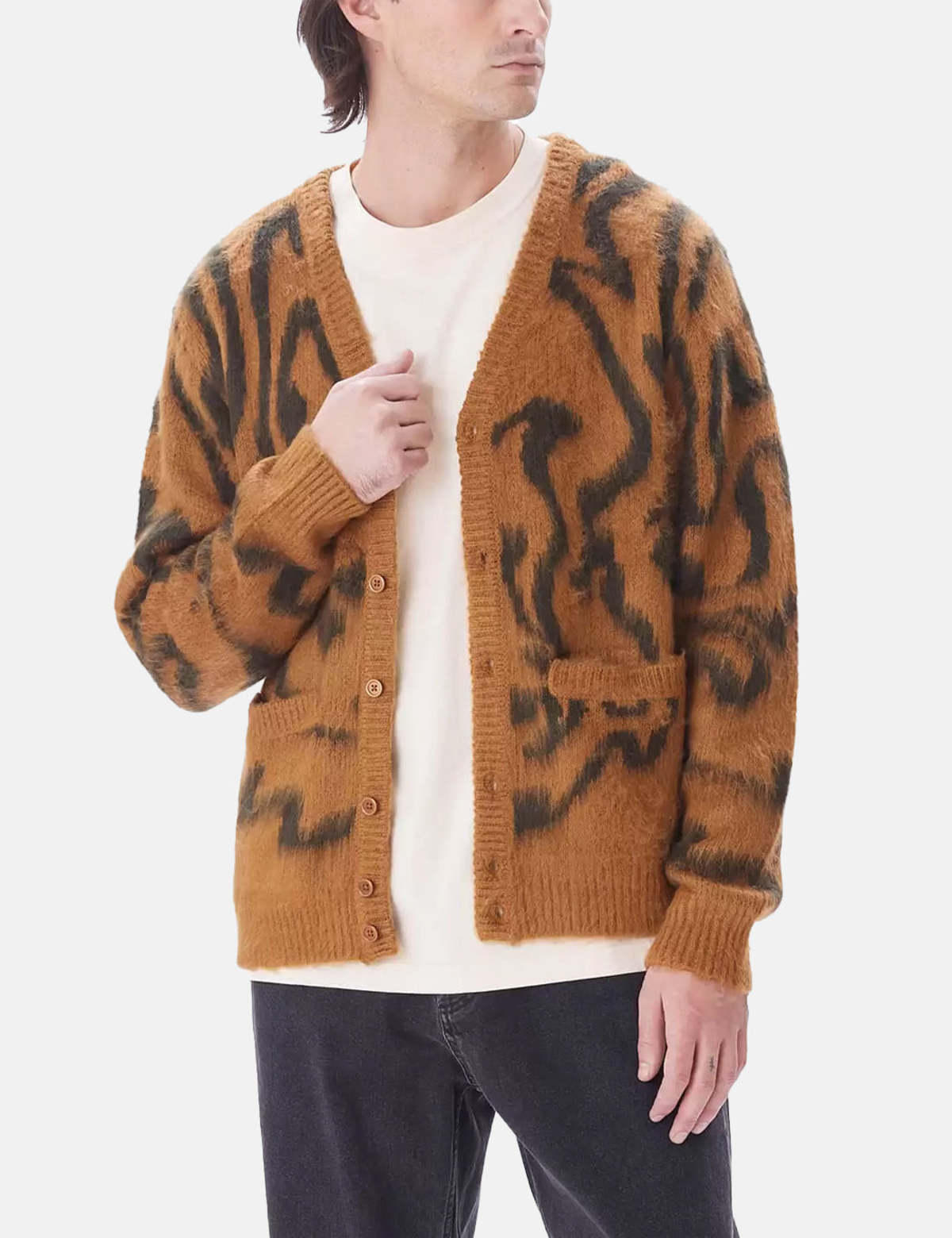 Obey Pally Cardigan - Catechu Wood Brown | Garmentory