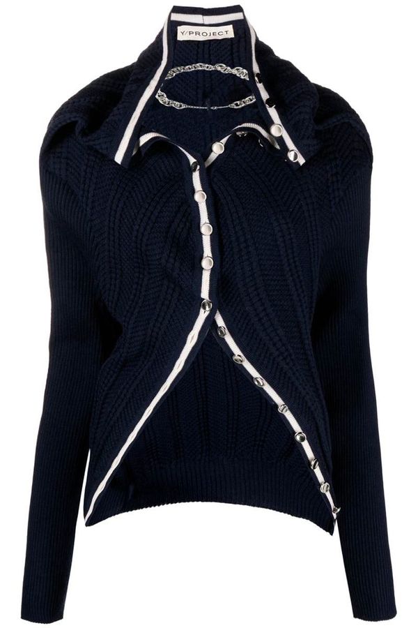 Y project ruffled cardigan with chain | Garmentory