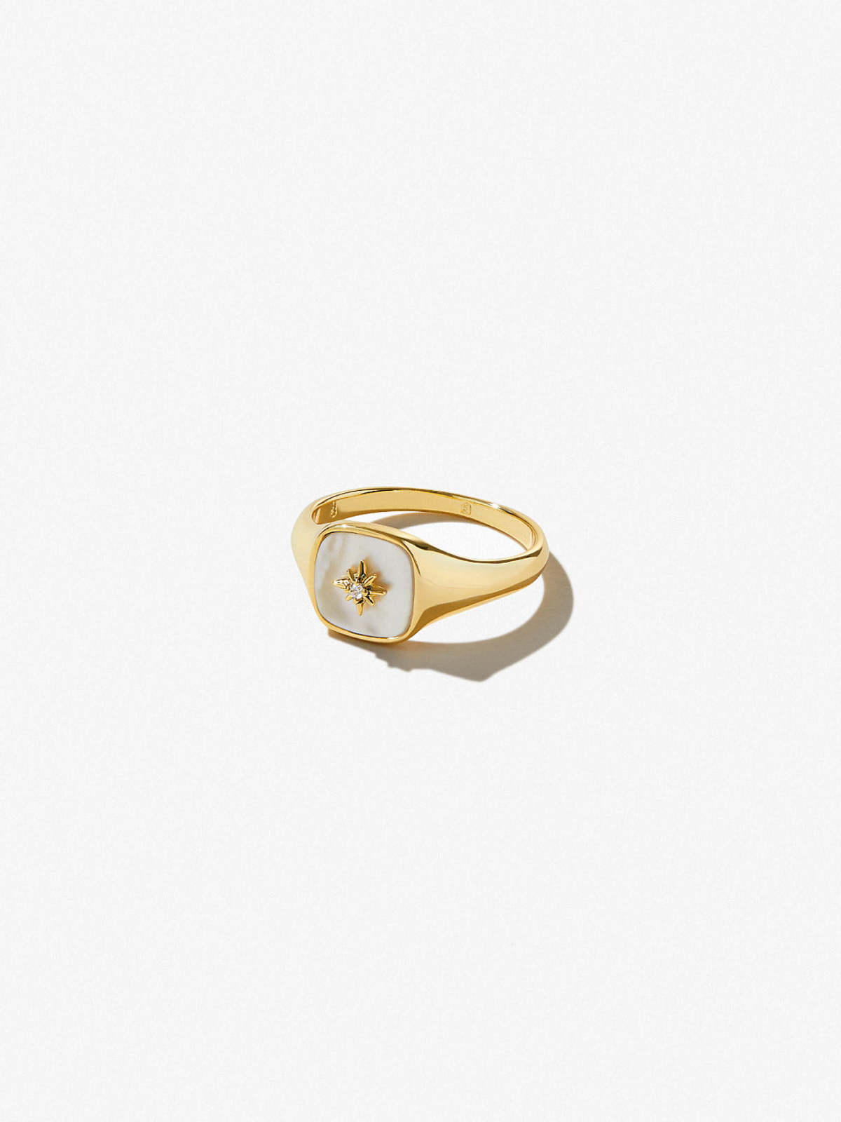 Gold Signet Ring - Amara Mother of Pearl | Garmentory