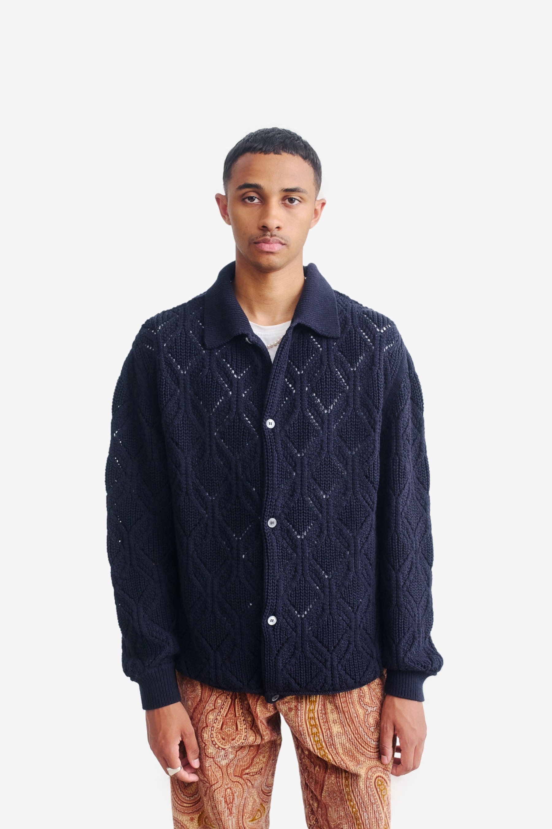 A Kind of Guise Per Knit Polo Jacket - Midnight Navy | Garmentory