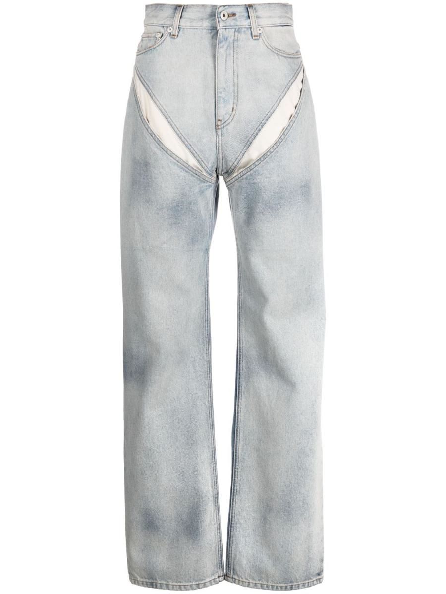 Y/PROJECT WIDE LEG JEANS WITH CUT-OUT DETAIL | Garmentory