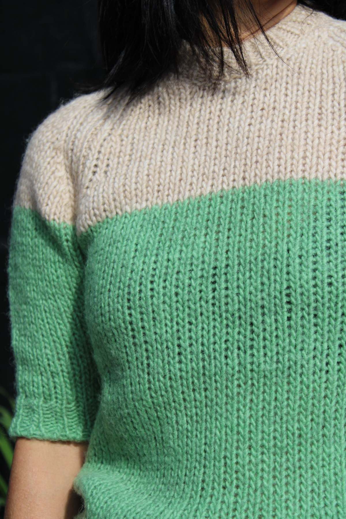 No.21 Two Tone Cut Out Sweater - Fantasy Green | Garmentory