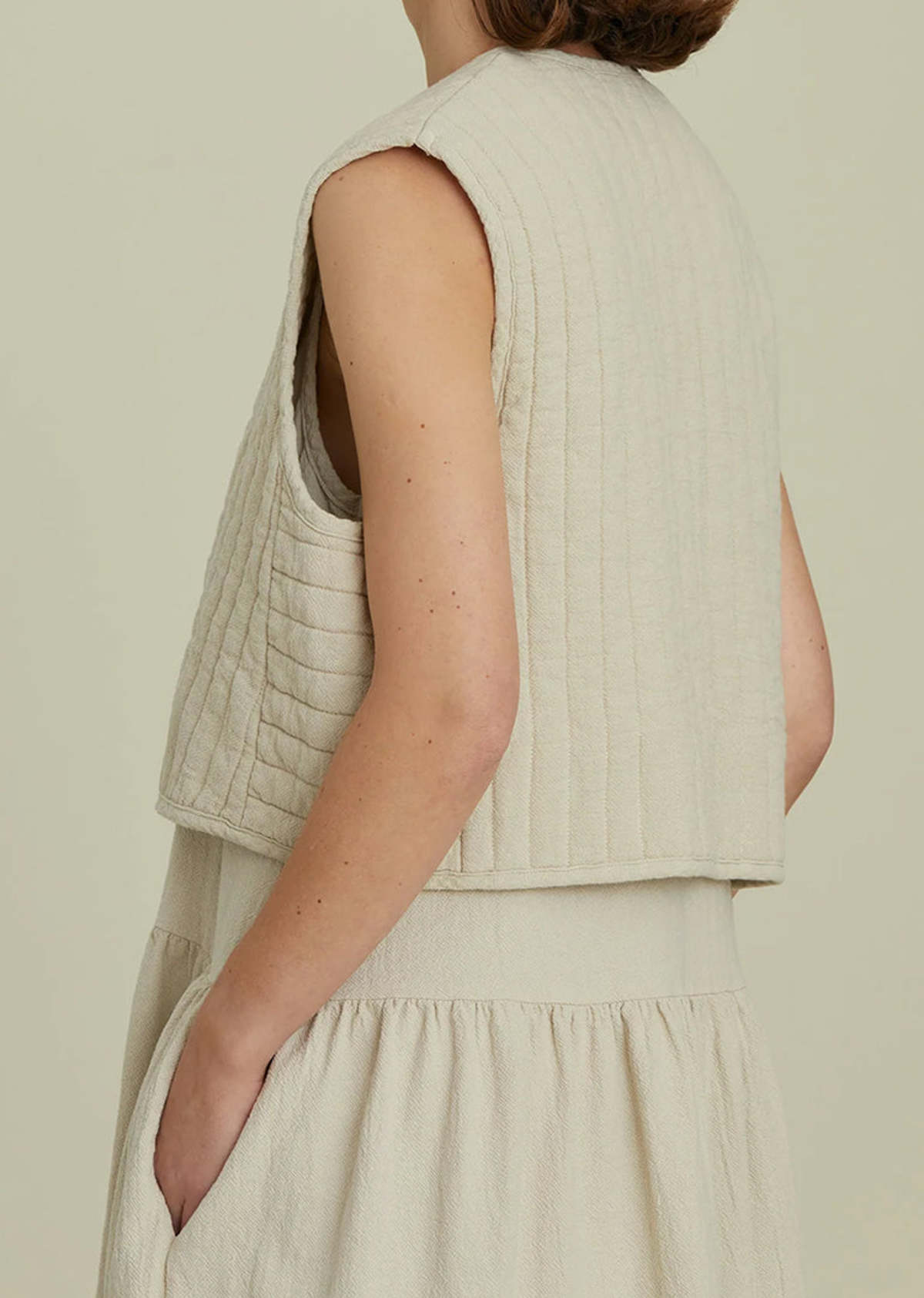 Black Crane Quilted Vest - Ivory | Garmentory