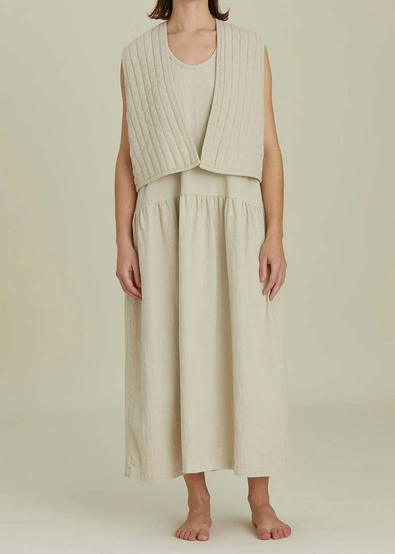 Black Crane Quilted Vest - Ivory | Garmentory