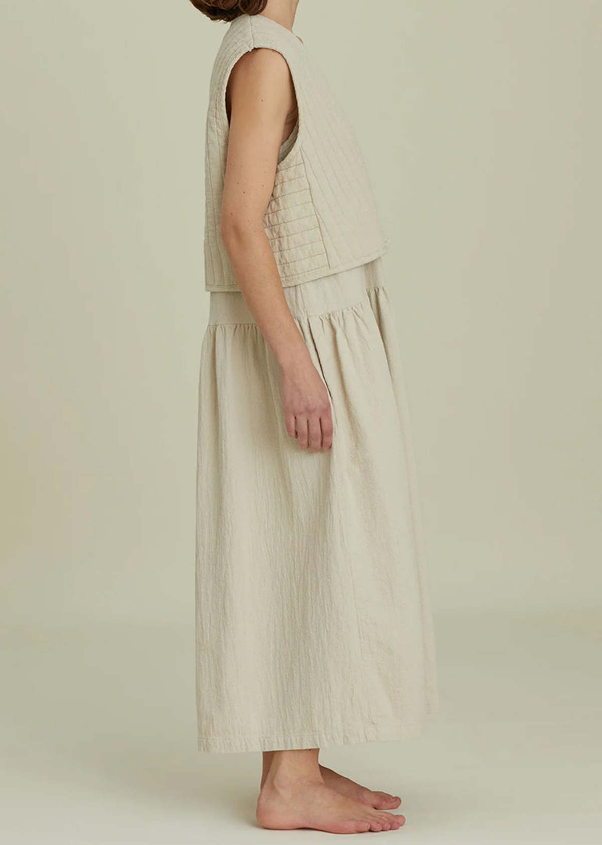 Black Crane Quilted Vest - Ivory | Garmentory