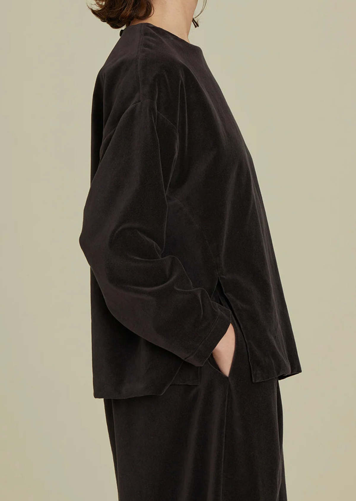 Black Crane Slit Top - Sumi Black | Garmentory