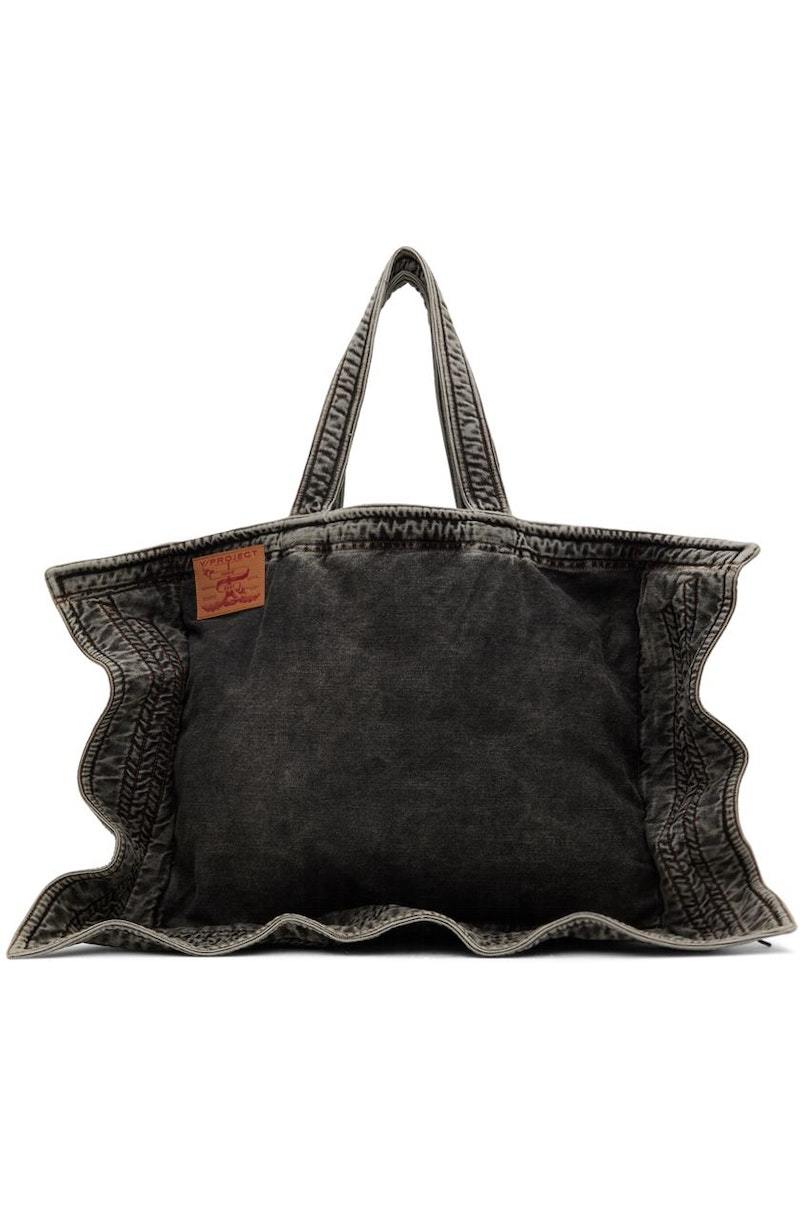Y/Project Gray Denim Maxi Wire Cabas Tote - Vintage Black | Garmentory