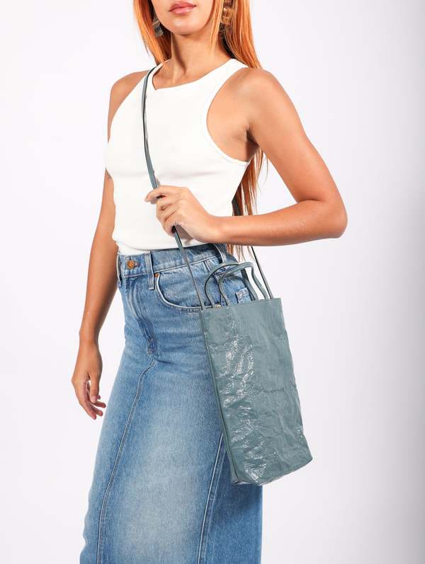 Naplak Leather Long Bag in Dusty Blue by Zilla Bags | Garmentory