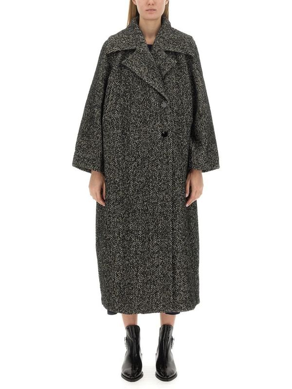Ganni WOOL COAT - Black | Garmentory